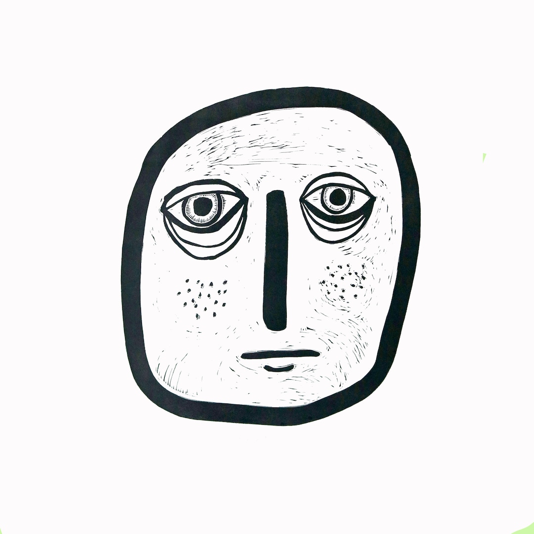 Face Lino Print Cut Printmaker Printmaking Limited Edition - Etsy