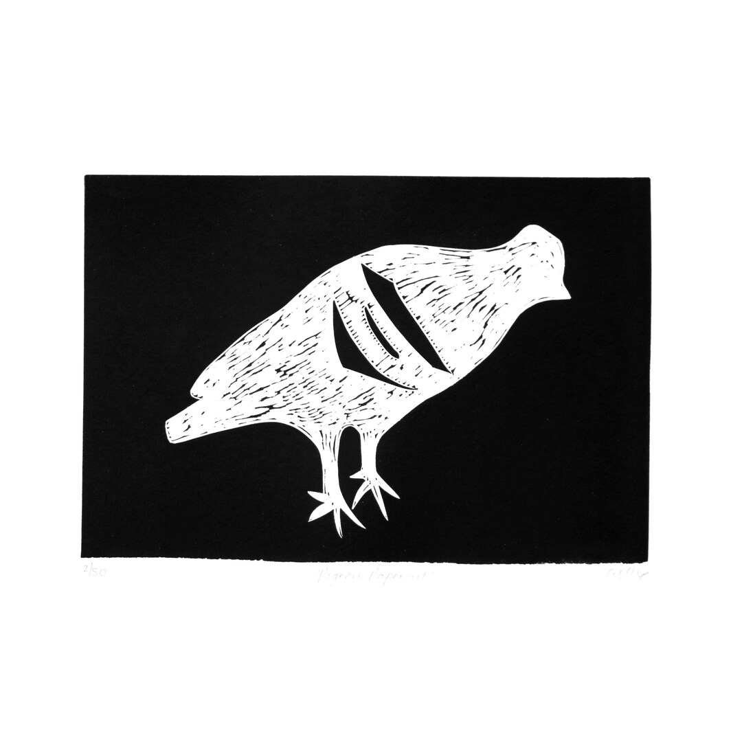 Pigeon Papercut Linocut Linoprint Lino Limited Edition Print ...