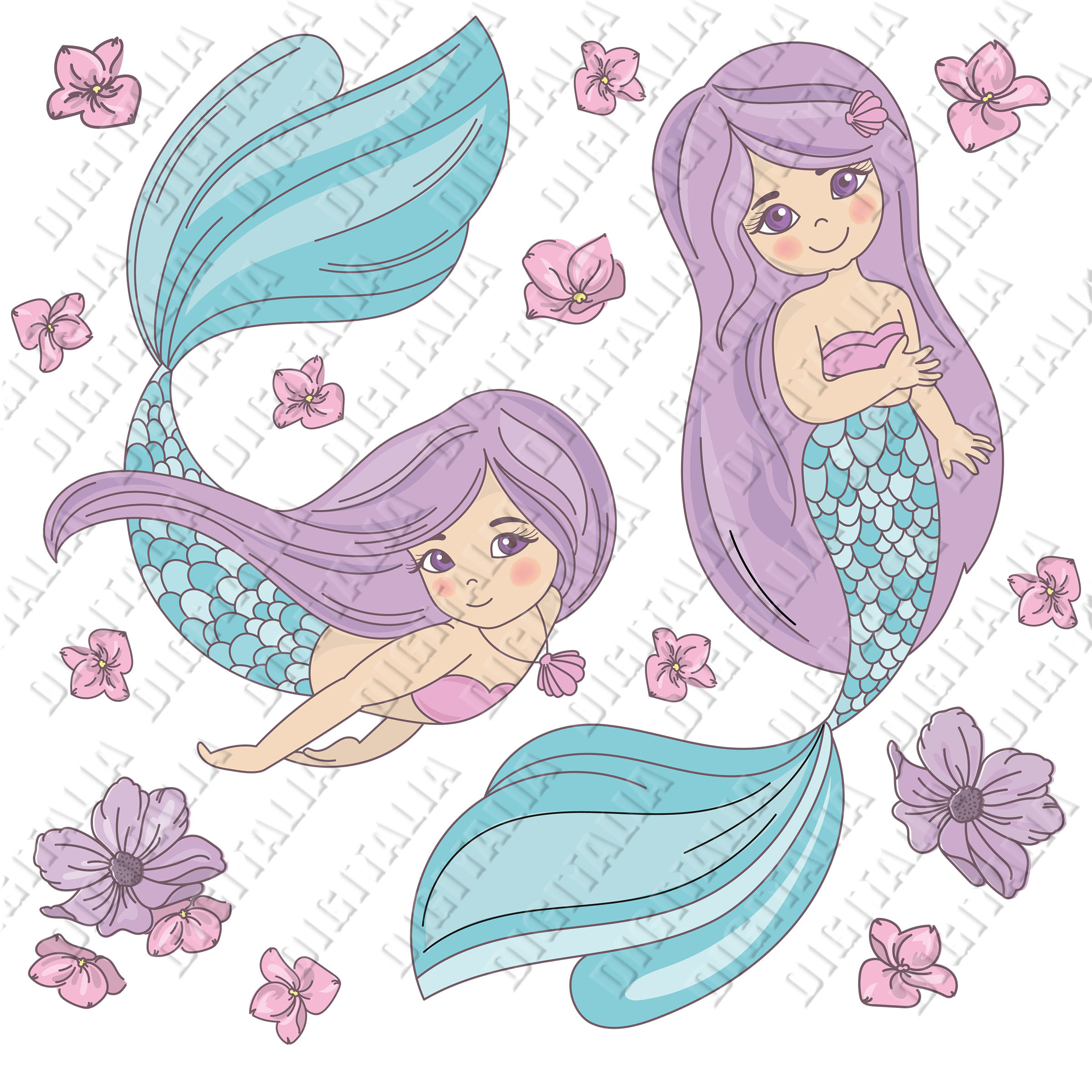 Pretty Mermaids Swimming