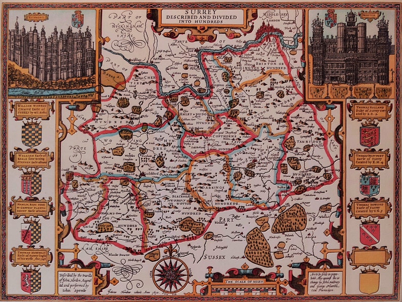 Old Map of Surrey 1610 by John Speed High Quality - Etsy UK