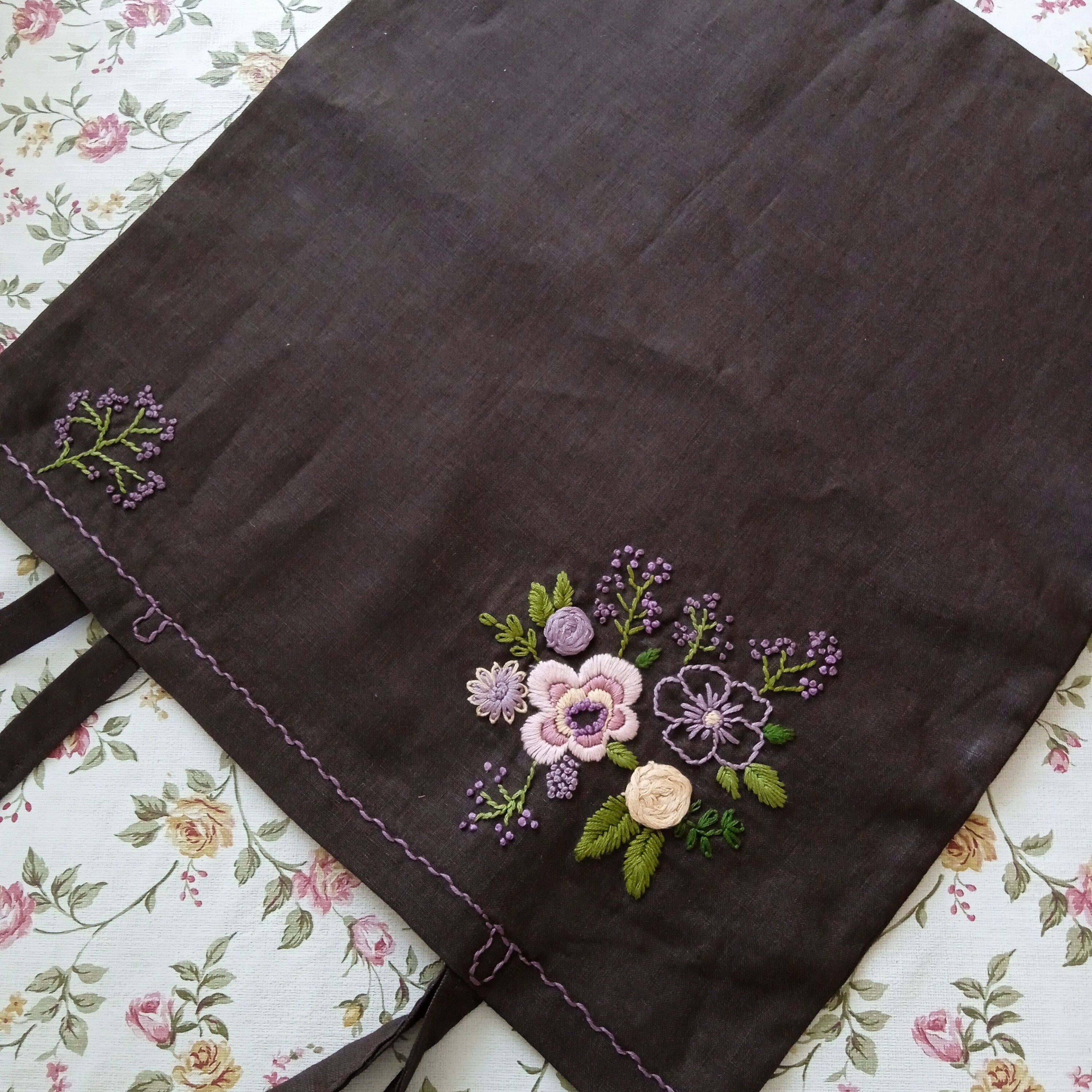 Hand Embroidered Linen Bag, Ready to Ship Canvas Tote Bag, Hand ...