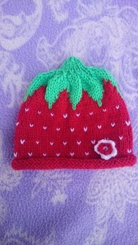 Knitted Strawberry Fruit Hat Hand Knit Ha Strawberry | Etsy