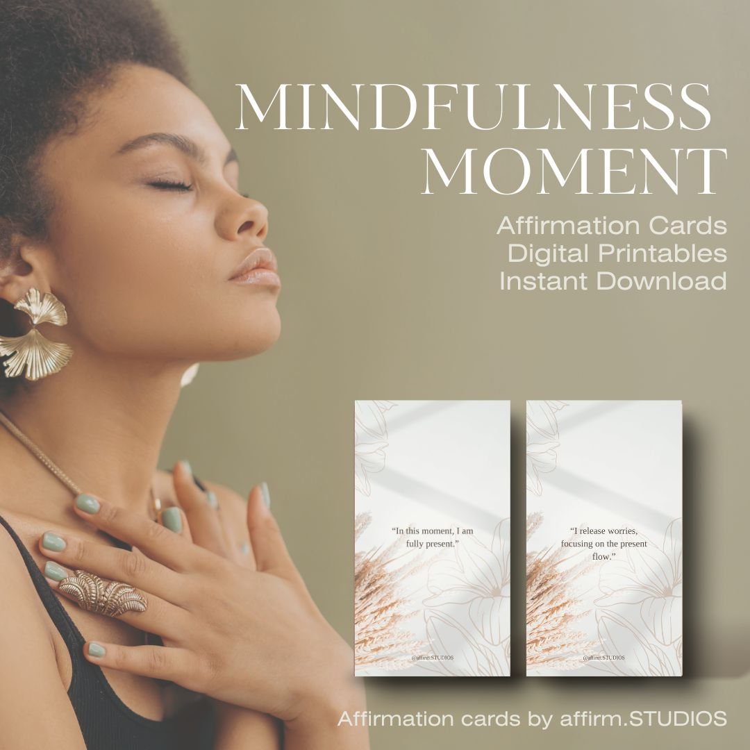 Elevate Your Well-being Printable Mindfulness Affirmation Cards - 30 Positive Moments | Instant ...