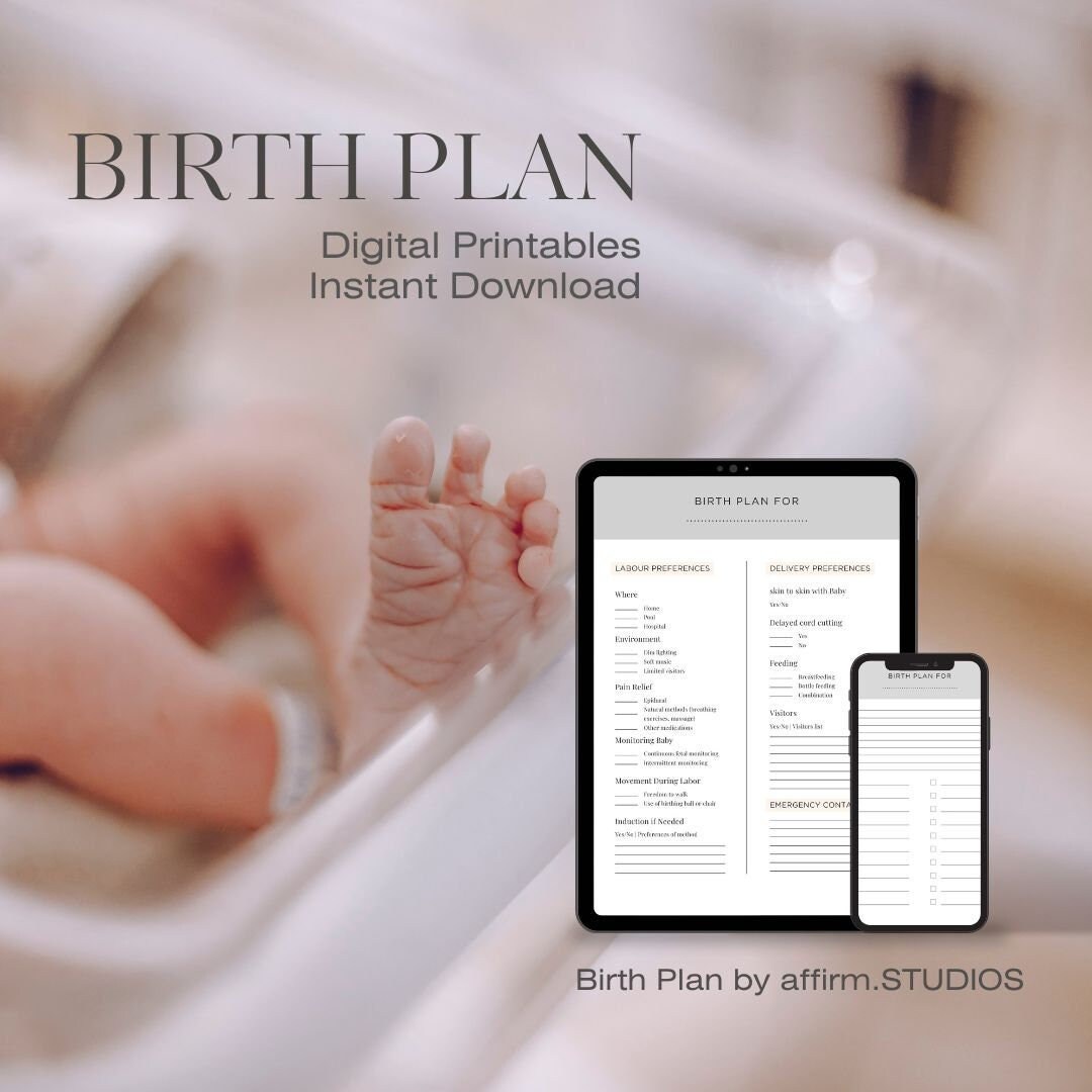 Birth Plan Template - Instant Download PDF Printable With Bonus Blank ...