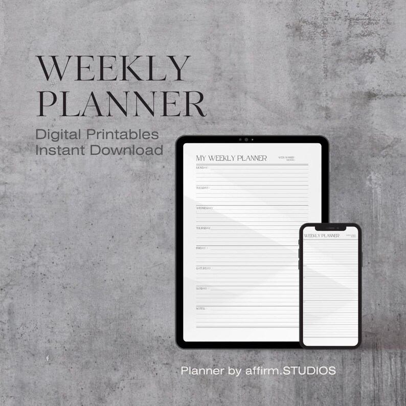 Minimalist Weekly Planner: Organise Daily Habits & Meals With Clean ...