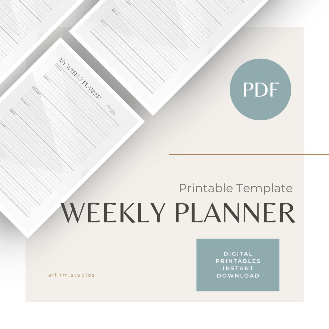 Minimalist Weekly Planner: Organise Daily Habits & Meals With Clean ...