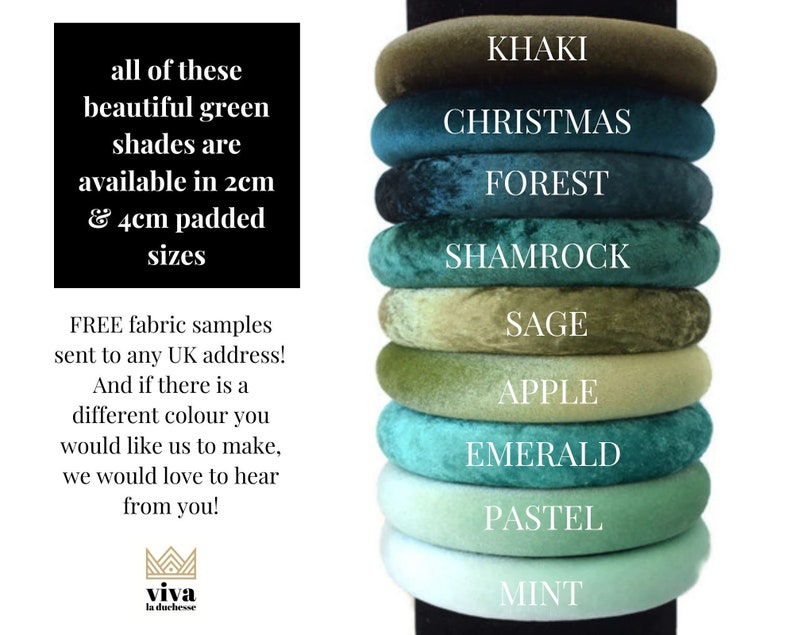 Christmas Green 4cm Plain Headband | Extra Thick Padded Velvet Hairband ...