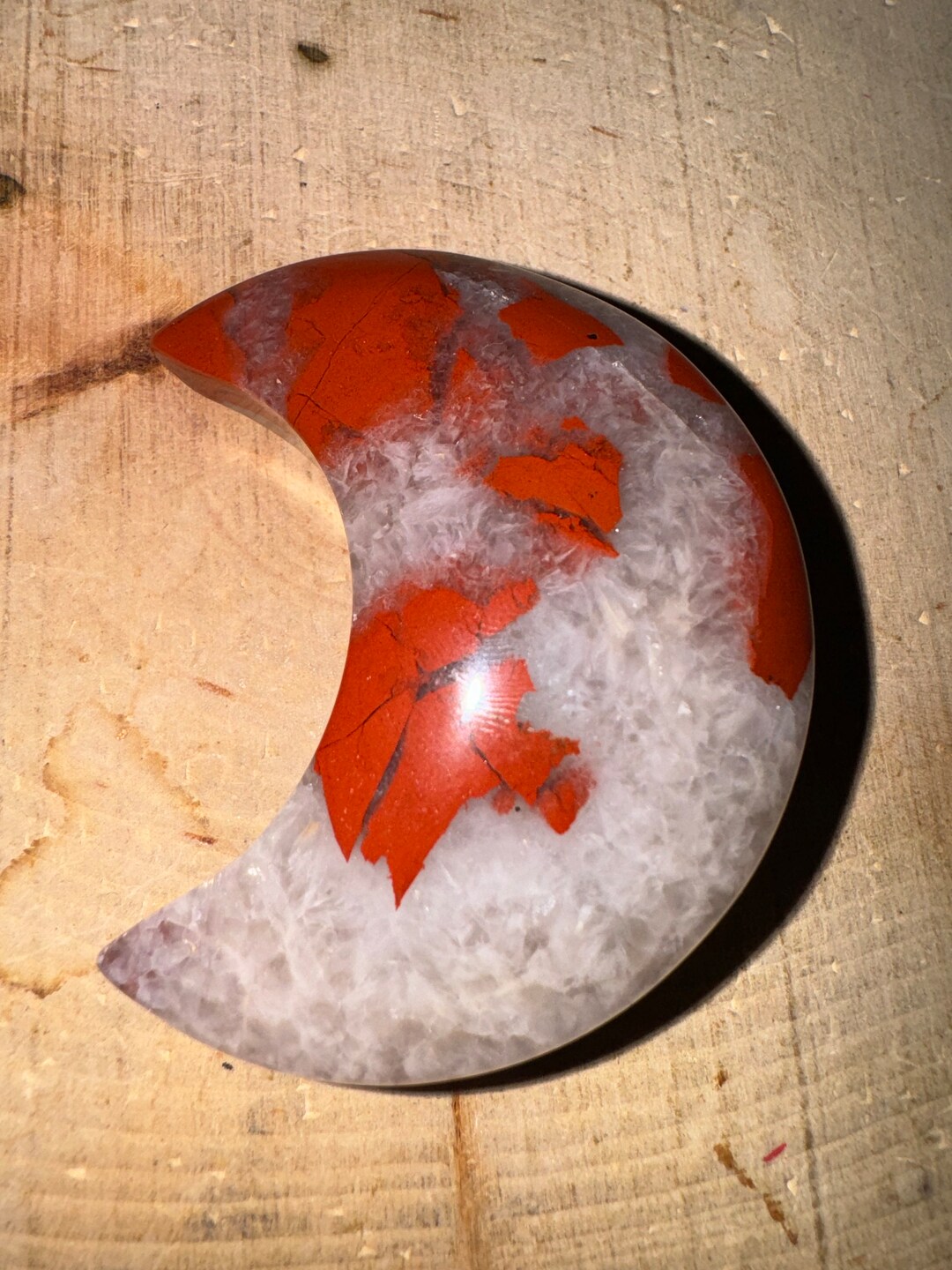 Red Jasper in Quartz Crescent Moon - Etsy