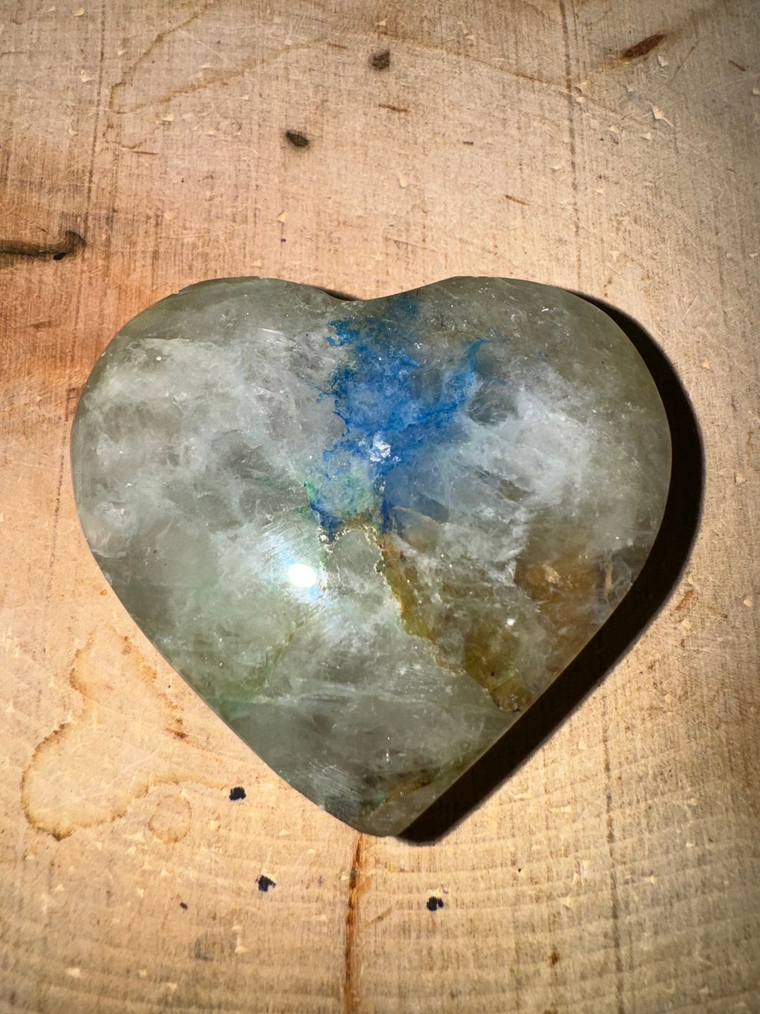 Azurite in Quartz Heart - Etsy