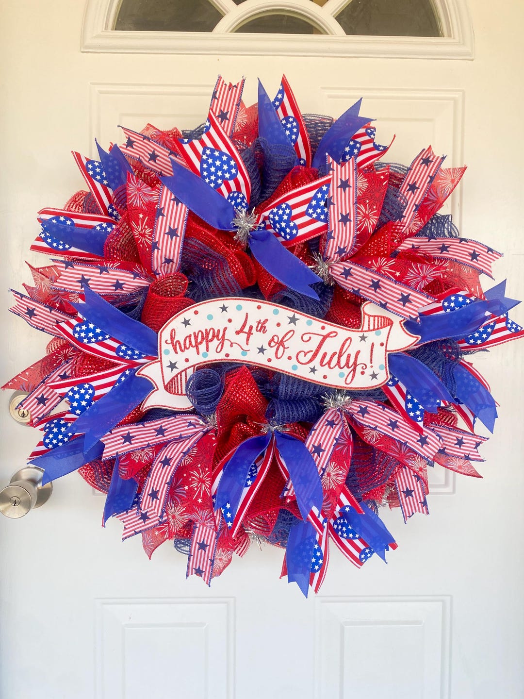 Patriotic Wreath, 4th of July Wreath, Red White and Blue Wreath, Labor ...