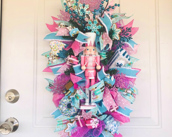 Pastel Christmas Wreath, Candy Land Wreath, Nutcracker Wreath, Pink ...