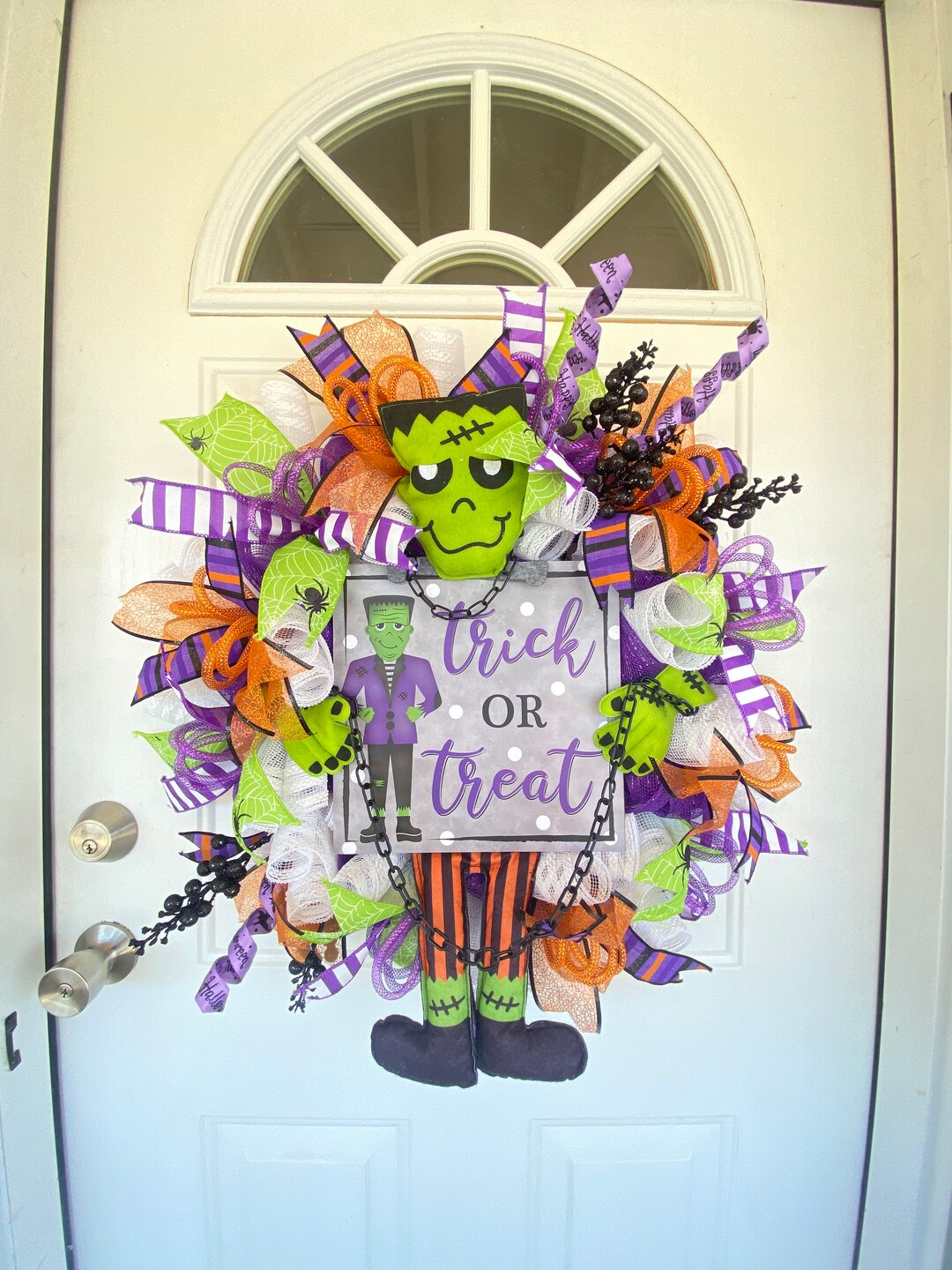 Frankenstein Halloween Wreath, Frankenstein Door Decor, Frankenstein ...