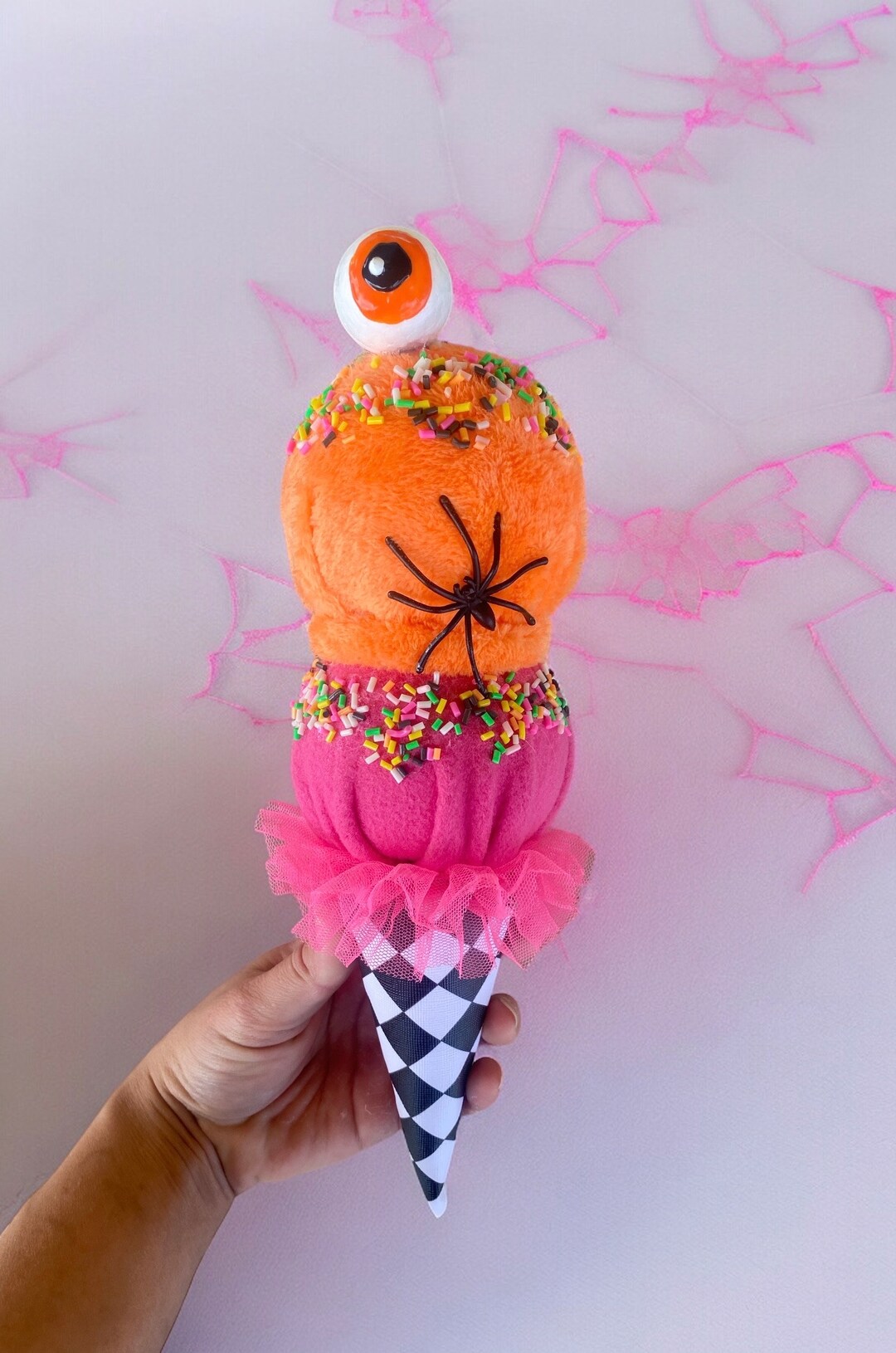 Faux Halloween Ice Cream Cone, Halloween Ice Cream Cone, Two Scoop Ice ...