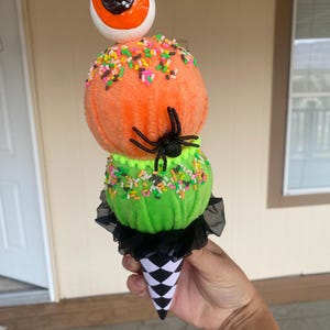Faux Halloween Ice Cream Cone, Halloween Ice Cream Cone, Two Scoop Ice ...