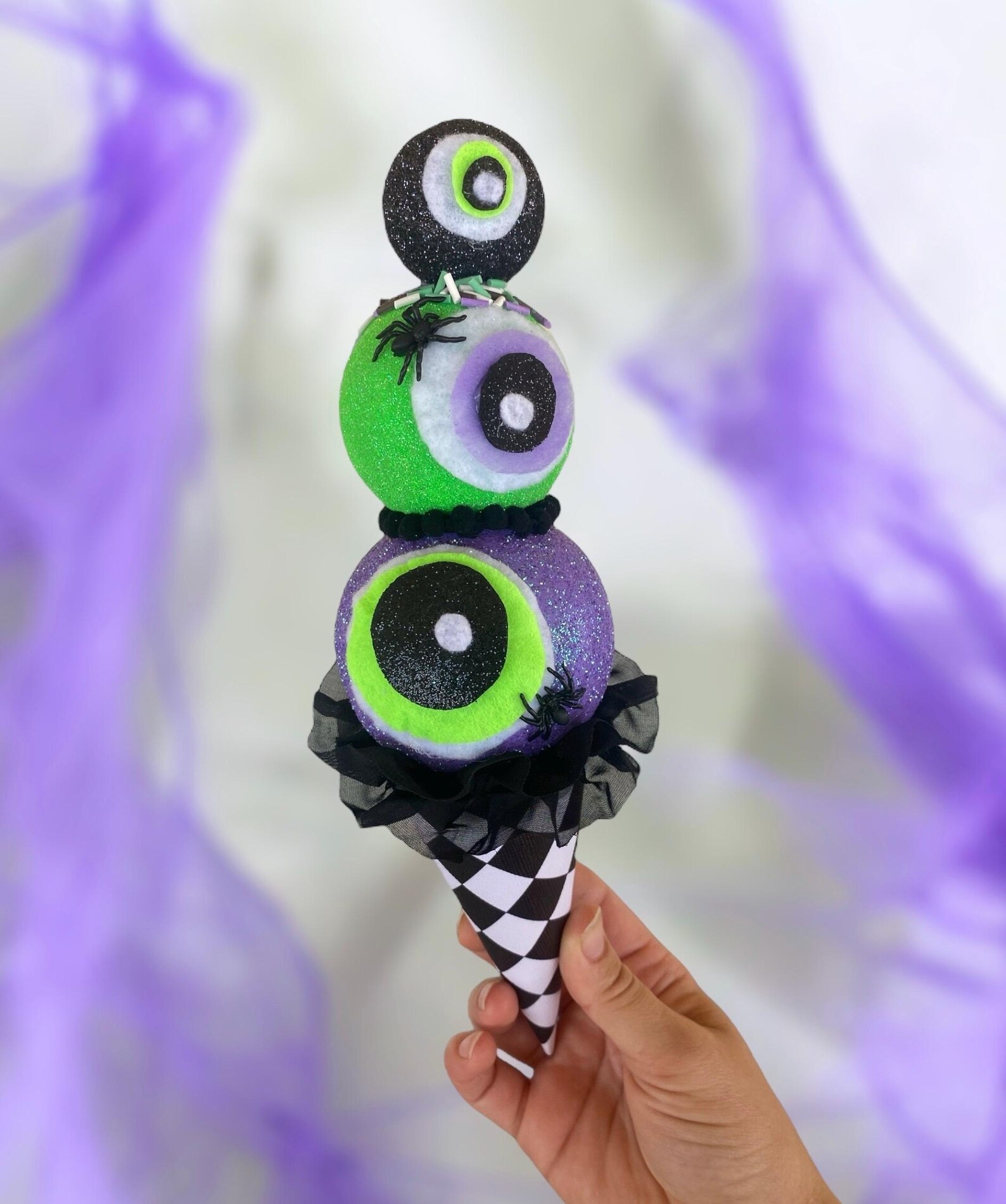 Faux Halloween Ice Cream Cone, Halloween Ice Cream Cone, Eye Scream ...
