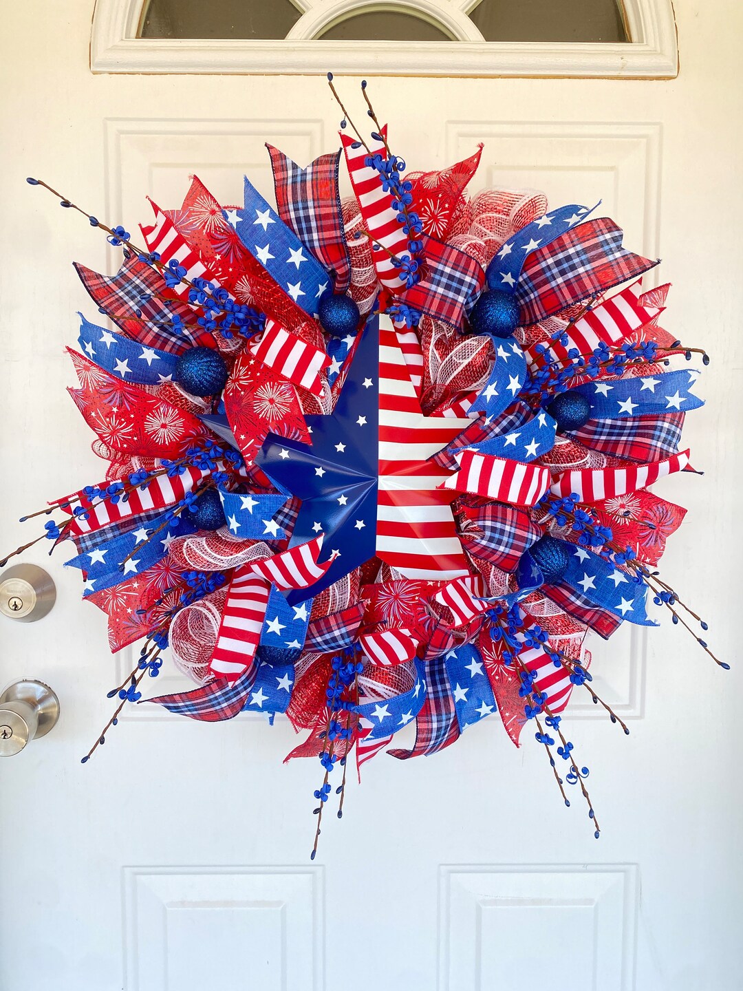 Patriotic Wreath, Americana Wreath, 4th of July Wreath, Red White ...