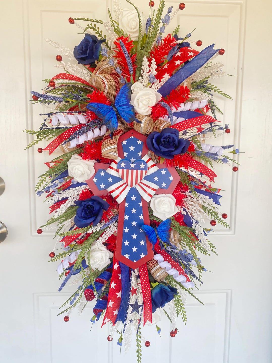 Patriotic Wreath, Patriotic Swag Wreath, God Bless America Wreath ...
