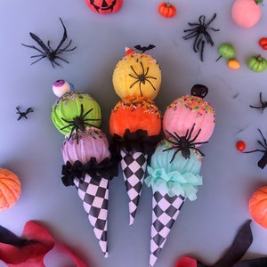 Faux Halloween Ice Cream Cone, Halloween Ice Cream Cone, Two Scoop Ice ...