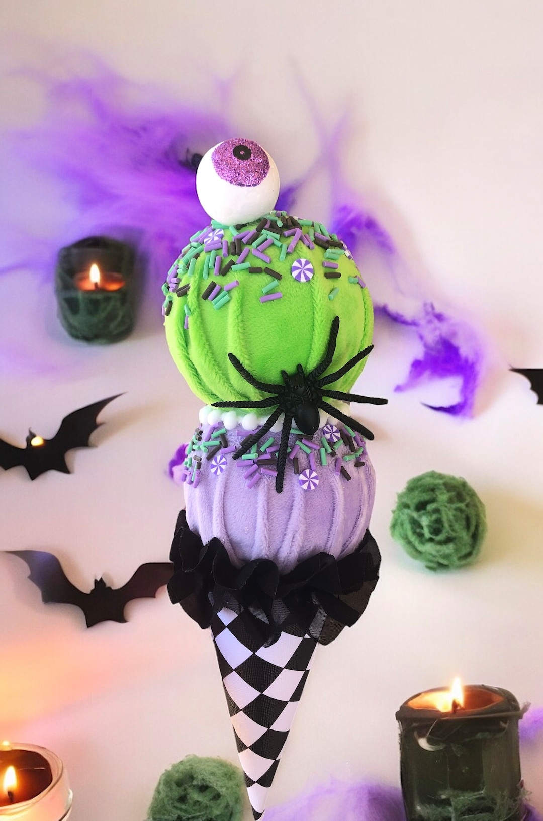 Faux Halloween Ice Cream Cone, Halloween Ice Cream Cone, Two Scoop Ice ...