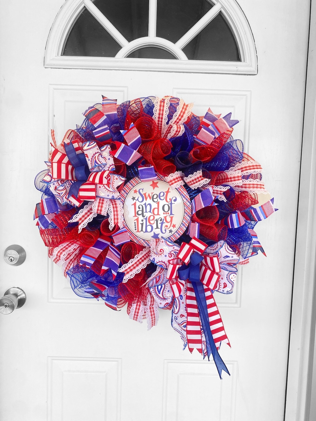 Labor Day Wreath, 4th of July Wreath, Deco Mesh Wreath, Patriotic Bow ...