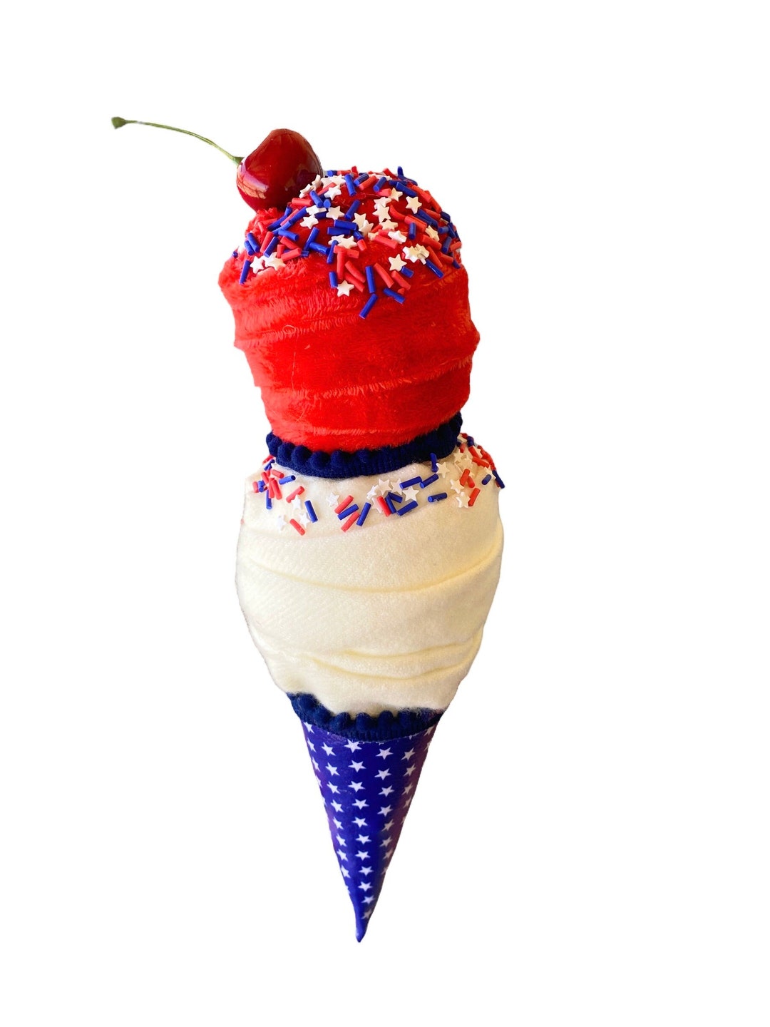 Patriotic Ice Cream Cone, Ice Cream Wreath Attachment, 4th of July Ice ...