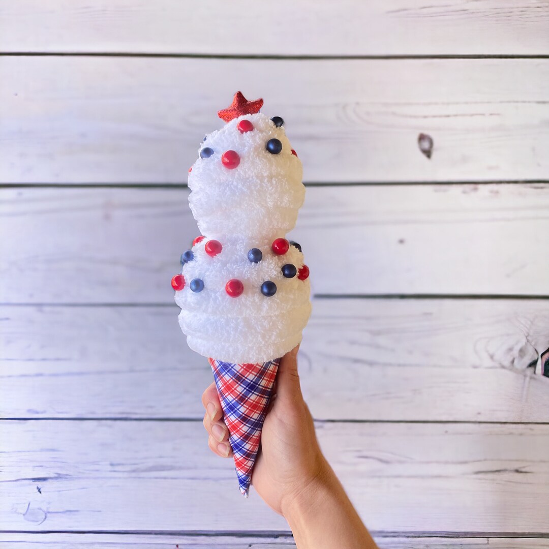 Patriotic Ice Cream Cone, Faux Ice Cream, 4th of July Dessert, 4th of ...