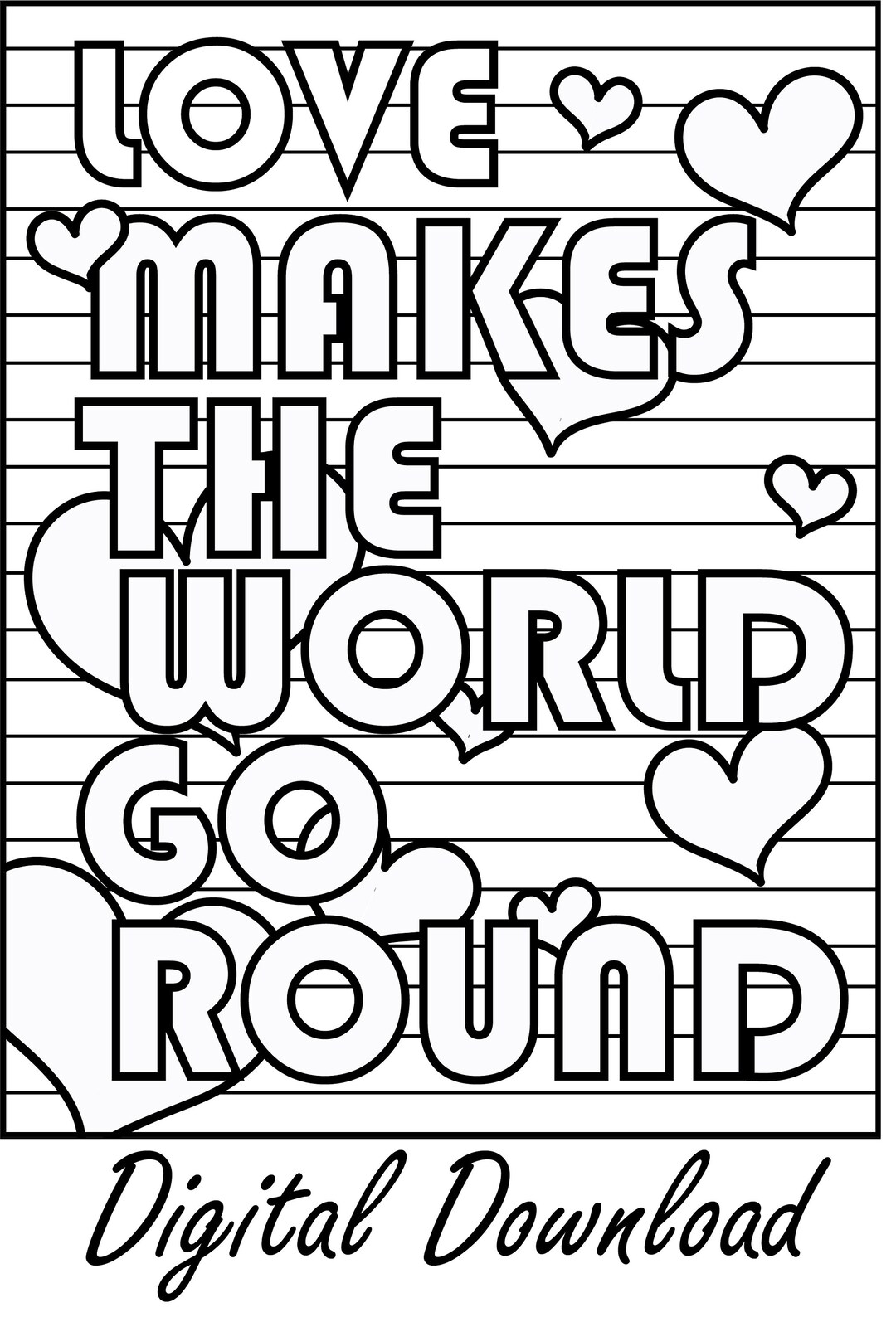 Love Makes the World Go Round Coloring Page - Etsy