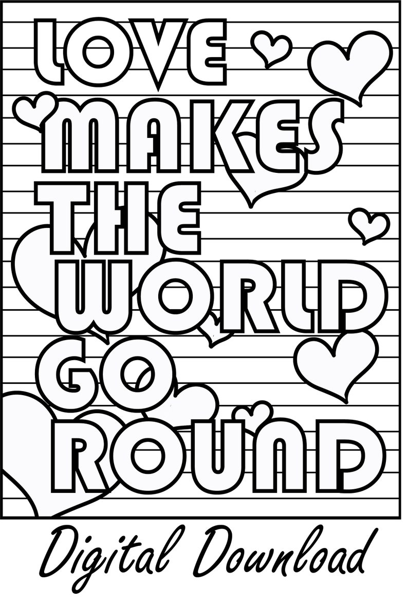 Love Makes the World Go Round Coloring Page - Etsy