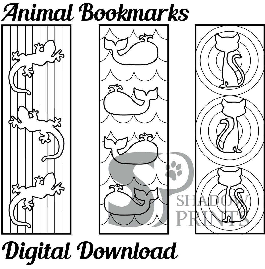 Ready to Print Animal Bookmarks to Color - Etsy