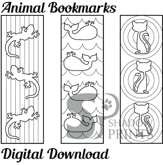 Ready to Print Animal Bookmarks to Color - Etsy