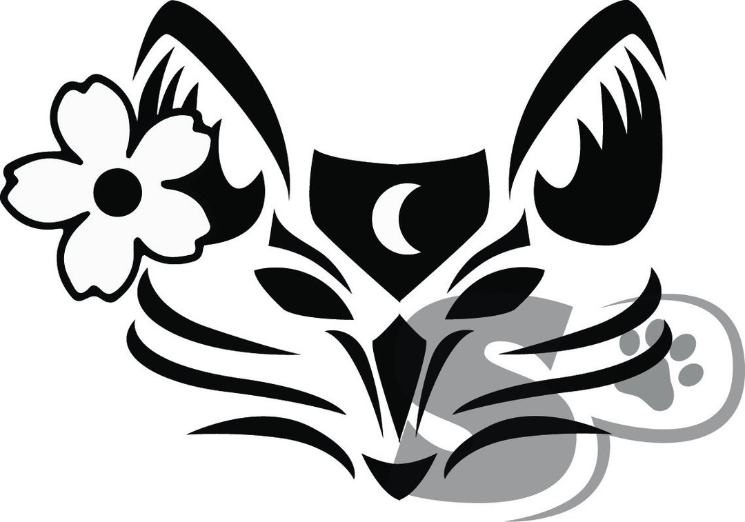 Cherry Blossom Japanese Fox Face Mask Decal - Etsy