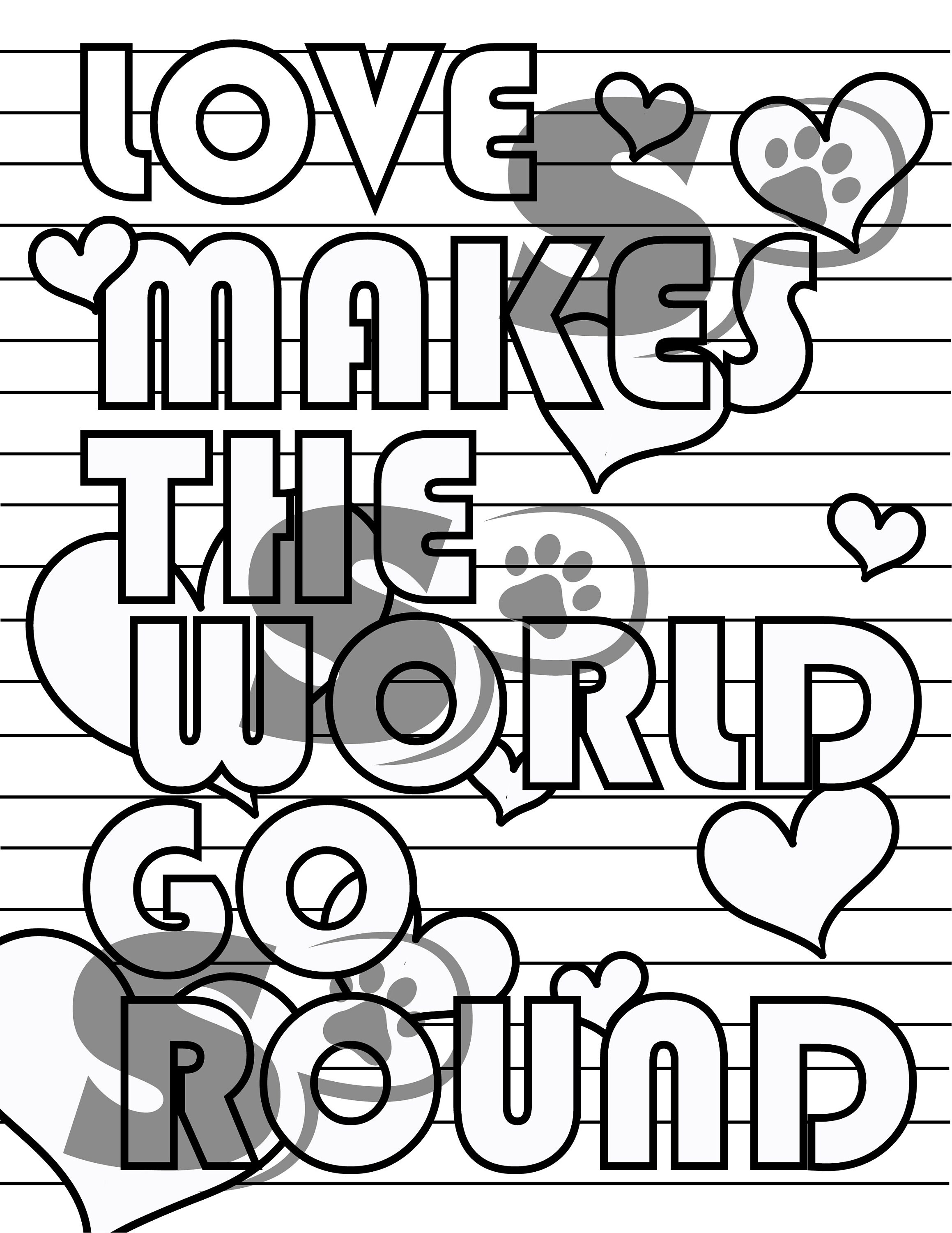 Love Makes the World Go Round Coloring Page - Etsy