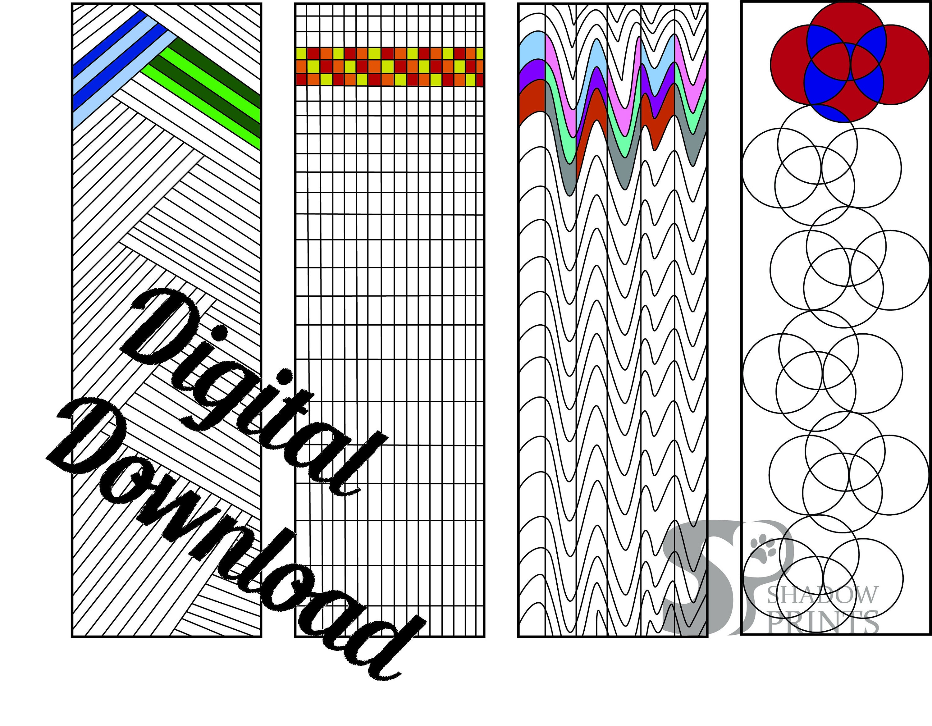 Easy Line Art Ready to Print Bookmarks to Color - Etsy