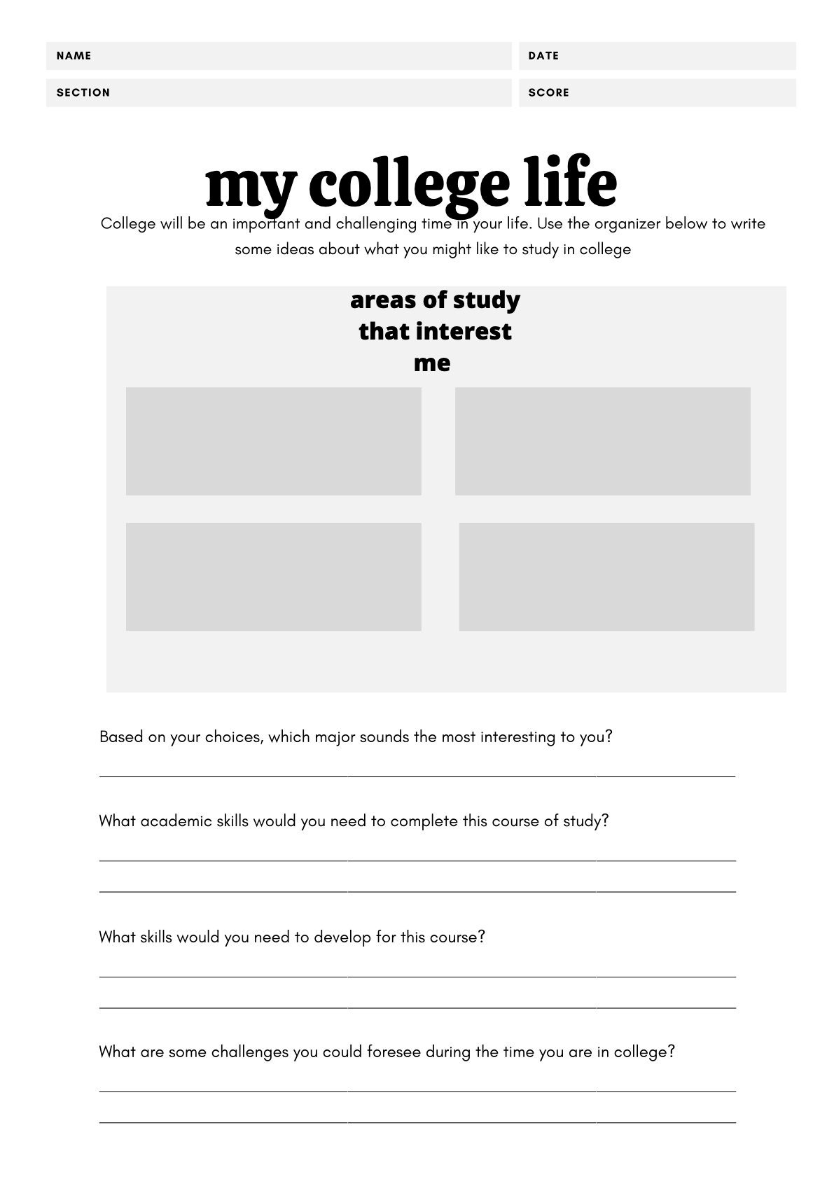 College Major Planning for Beginners Activity - Etsy