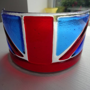 Fused Glass Union Jack Flag Stand Suncatcher Red and Blue - Etsy
