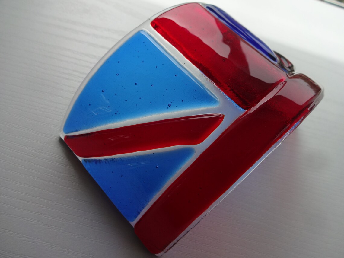 Fused Glass Union Jack Flag Stand Suncatcher Red and Blue - Etsy