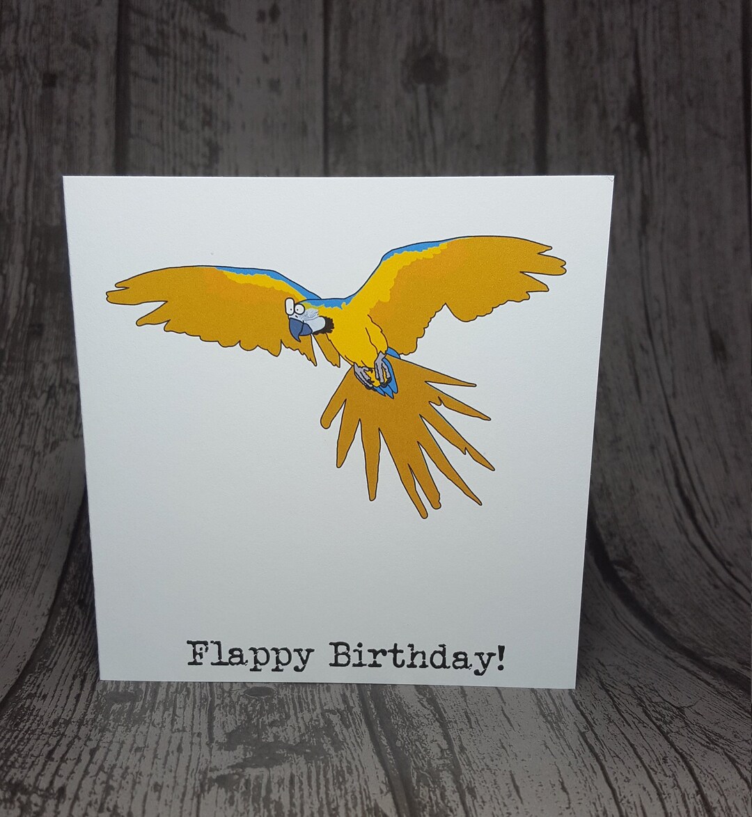 Flappy Birthday Happy Birthday Animal Bird Pun Blue and Gold - Etsy