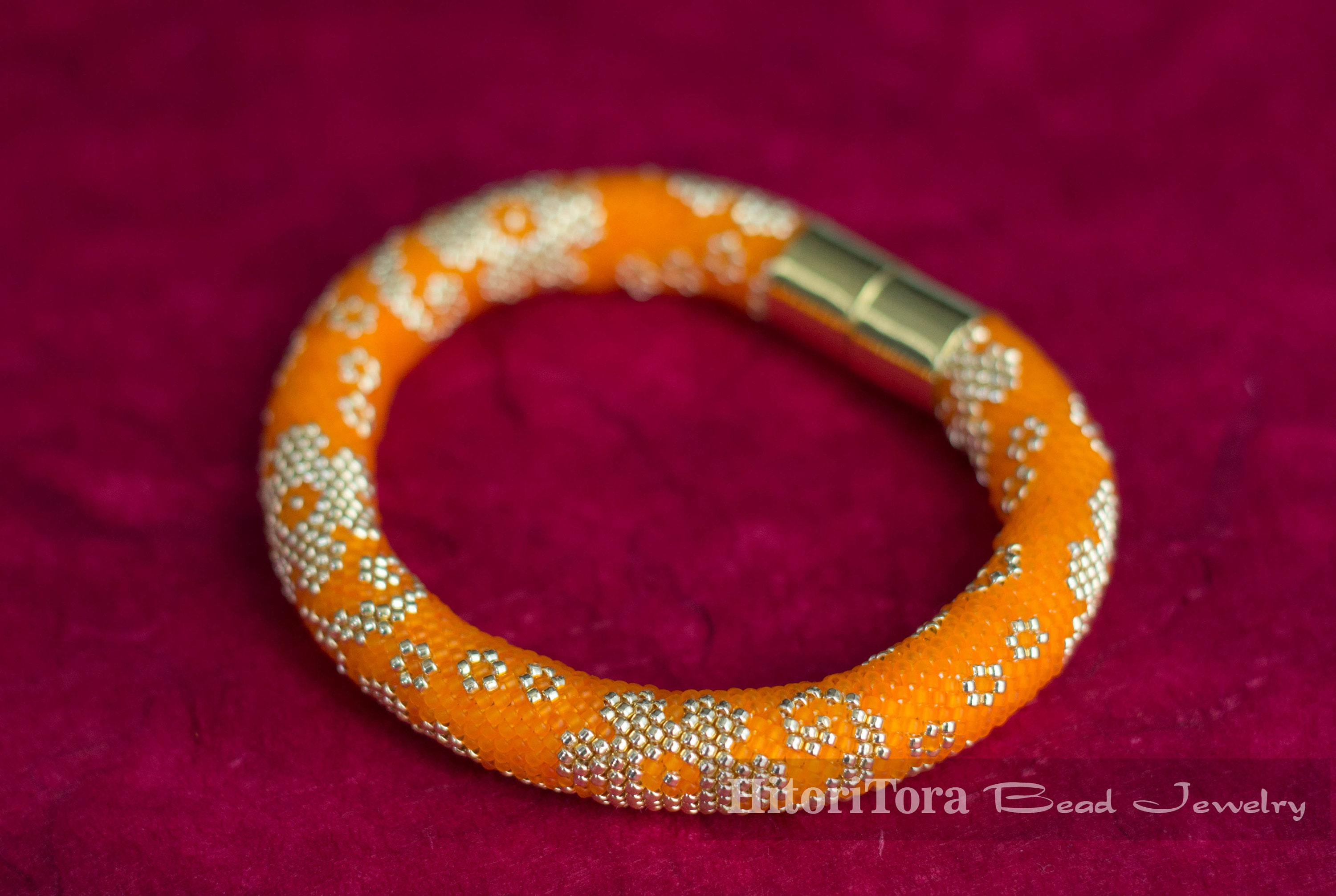 PDF Pattern for Beaded Crochet Bracelet Seed Bead Rope Pattern Orange ...