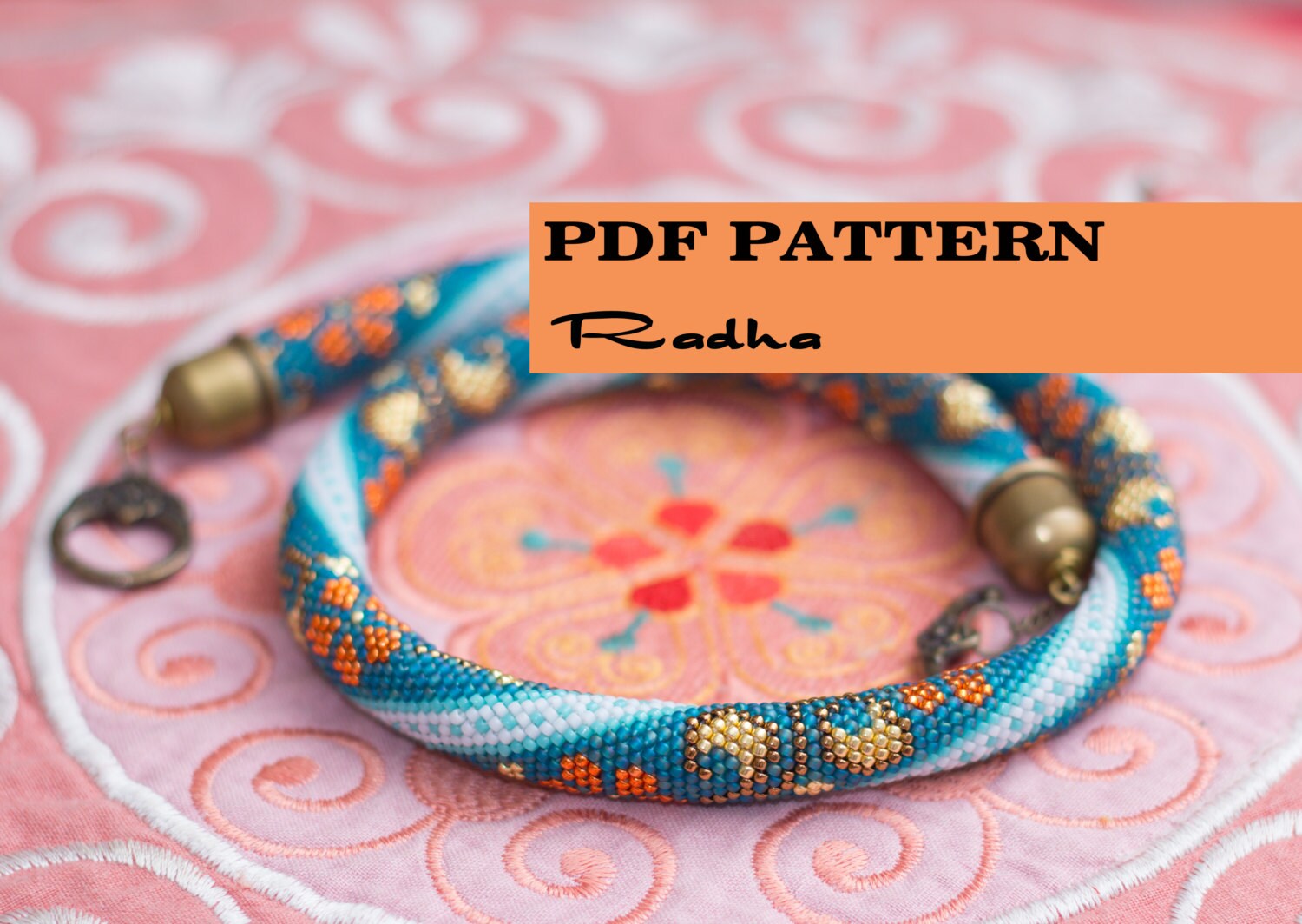 PDF Pattern for Beaded Crochet Necklace - Oriental Floral Indian ...