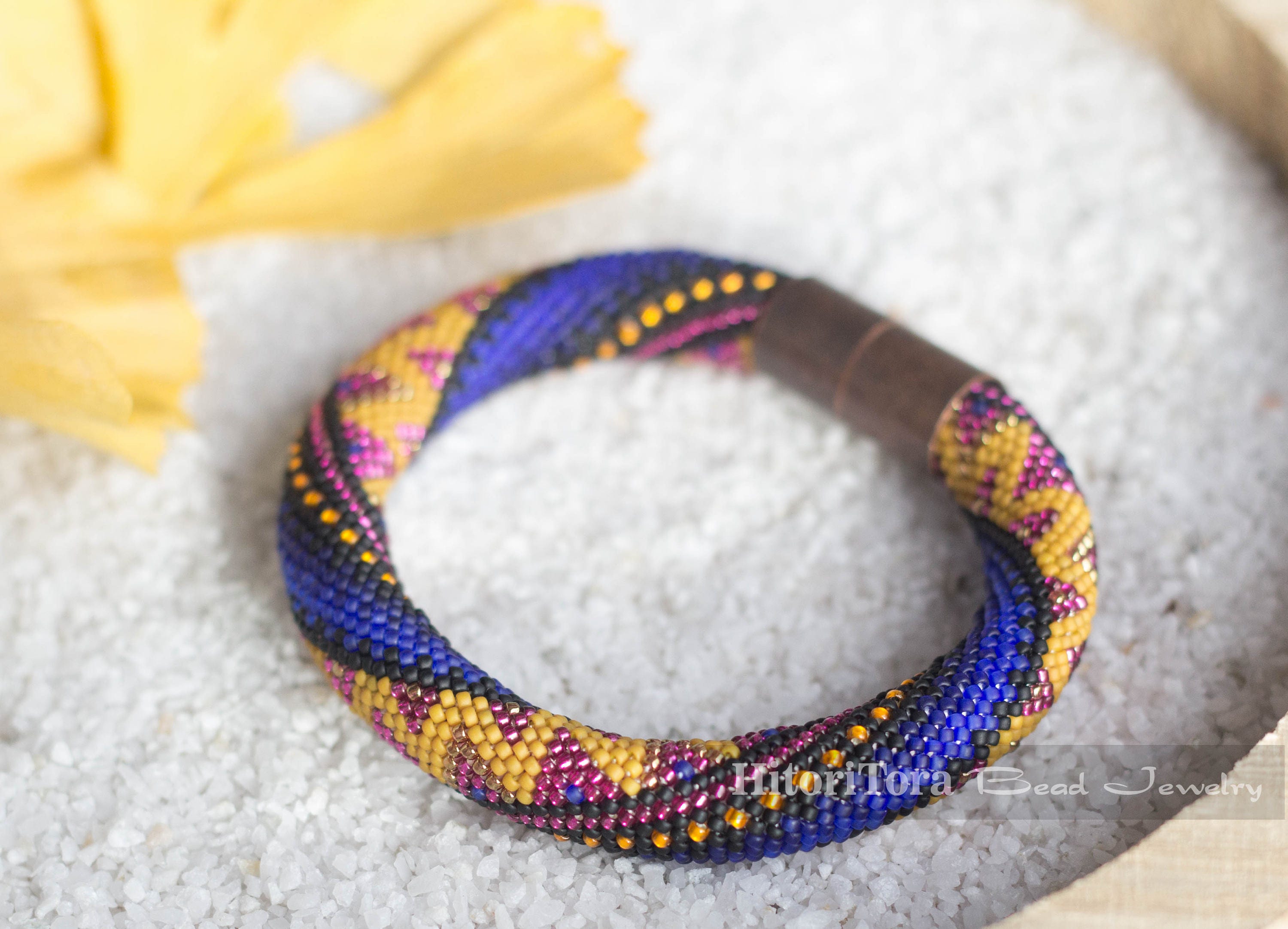 PDF Pattern for Beaded Crochet Bracelet - Seed Bead Pattern - Colorful ...