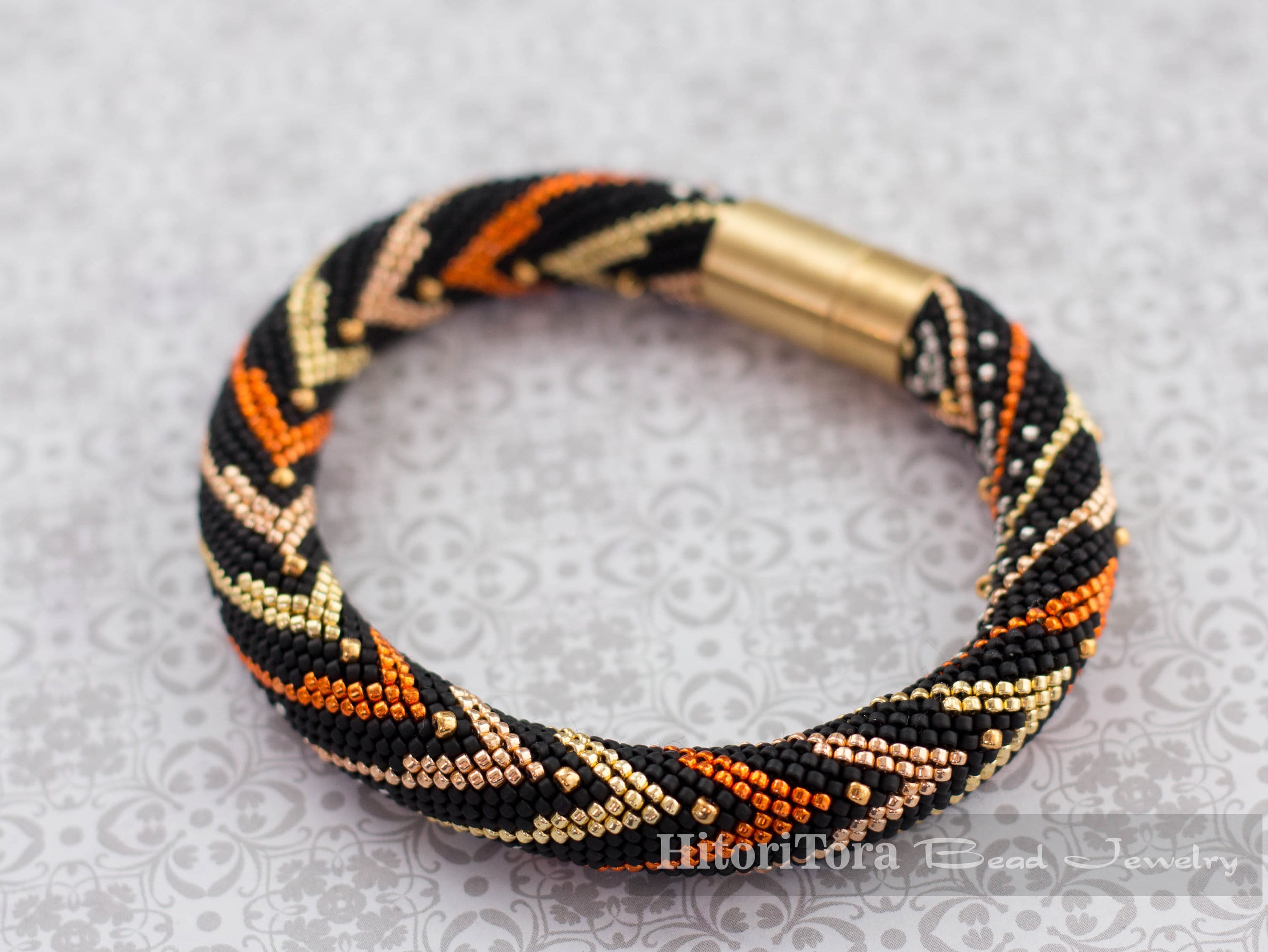 PDF Pattern Seed Beads Rope Pattern Black Golden Orange - Etsy