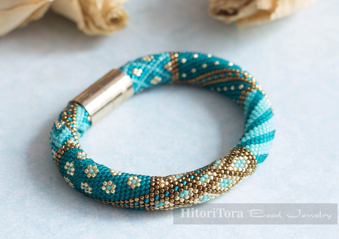 PDF Pattern for Crochet Bracelet Seed Bead Crochet Rope Jewelry ...