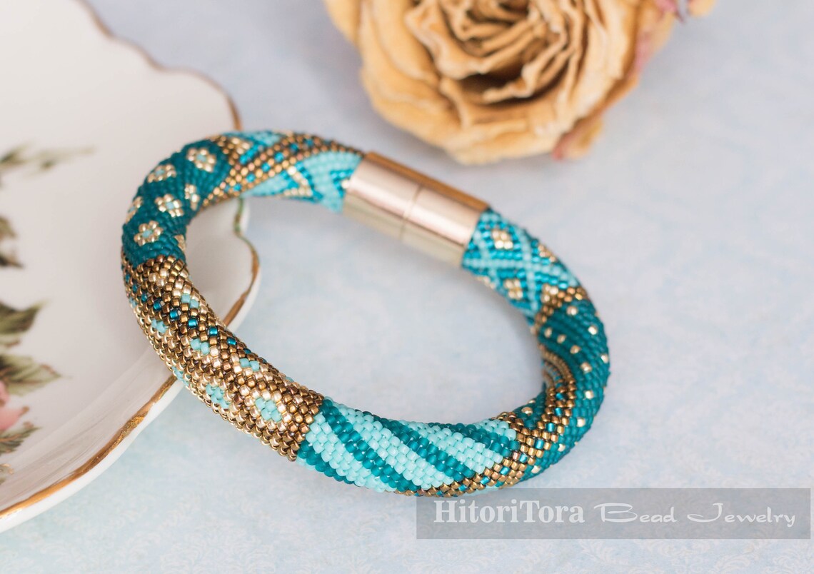PDF Pattern for Crochet Bracelet Seed Bead Crochet Rope Jewelry ...