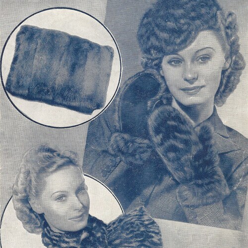 PDF 1940s Sewing Pattern Fur Hat Muff Mitts Accessories - Etsy