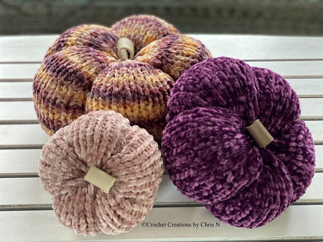 Pumpkin Set, Stacking Pumpkins, Velvet Pumpkins, Purple Pumpkins, Fall ...