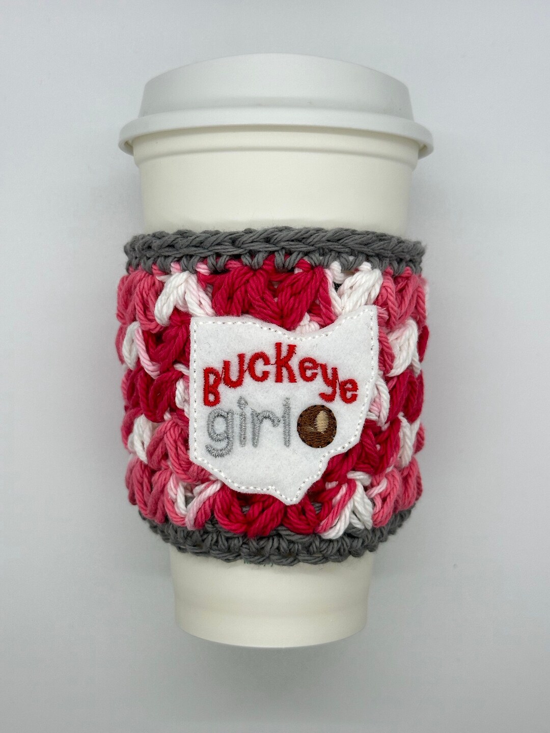 OSU Cup Cozy, Ohio State, Buckeye Girl, Crochet Coffee Cozy, OSU Coffee ...
