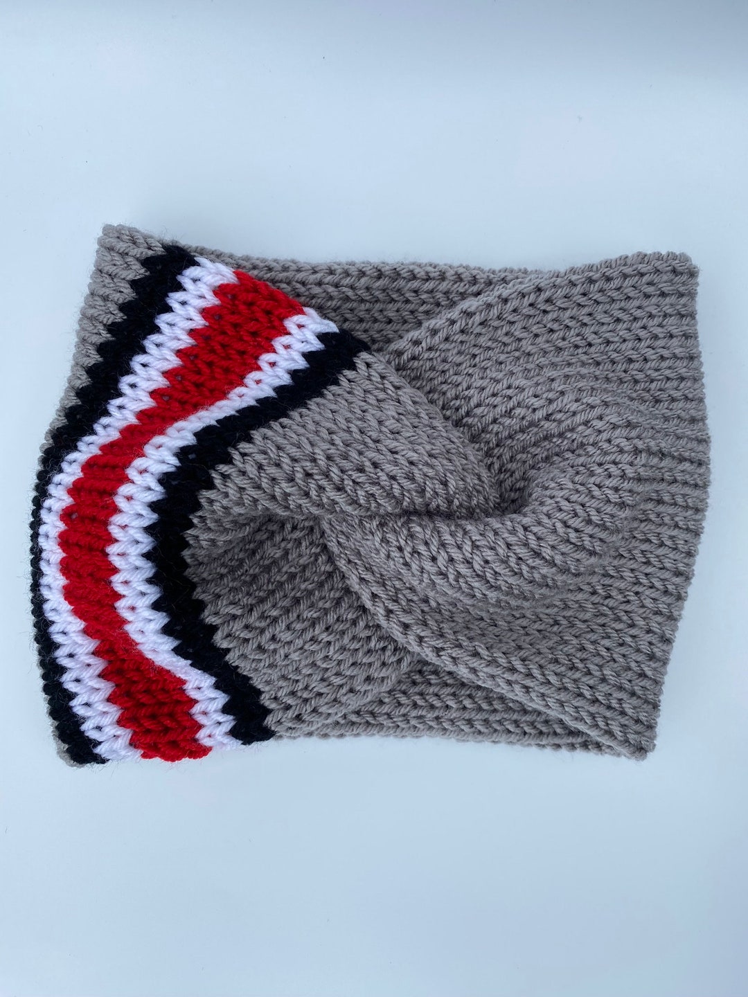 OSU Ear Warmer, Ohio State Headband, Red and Gray Ear Warmer, Knit Ear ...