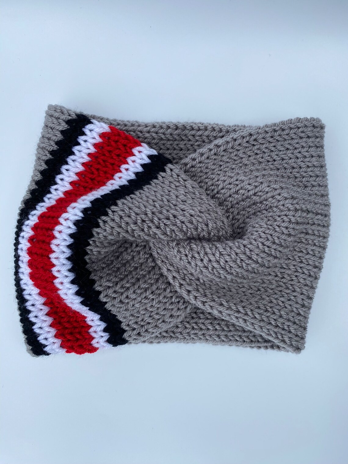 OSU Ear Warmer, Ohio State Headband, Red and Gray Ear Warmer, Knit Ear ...