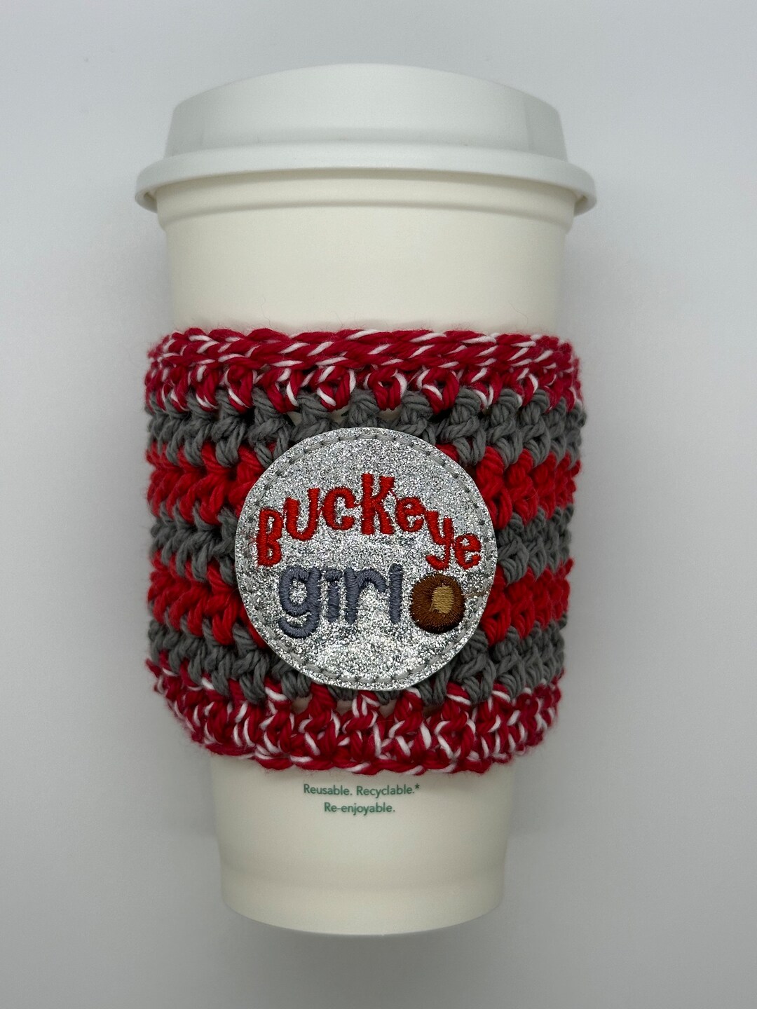 OSU Cup Cozy, Ohio State, Buckeye Girl, Crochet Coffee Cozy, OSU ...