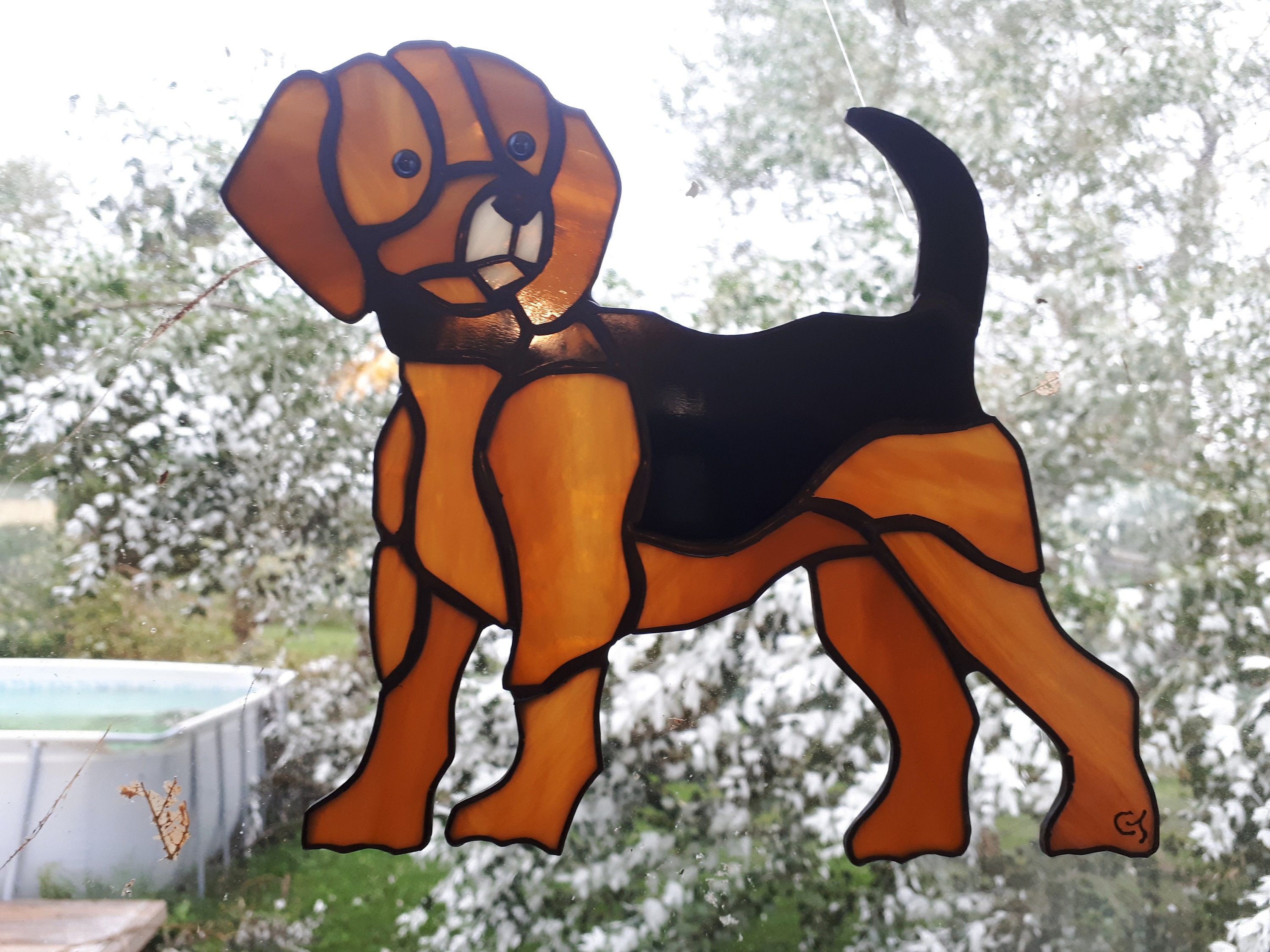 Stained Glass Dog Beagle Sun Catcher - Etsy